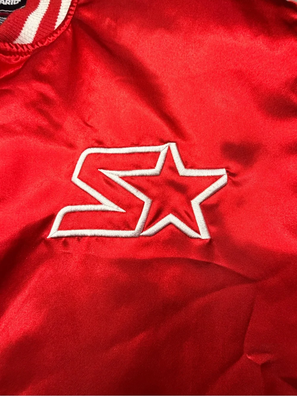 STARTER | Jackets & Coats | Starter Red Satin Jacket With White Stripes ...